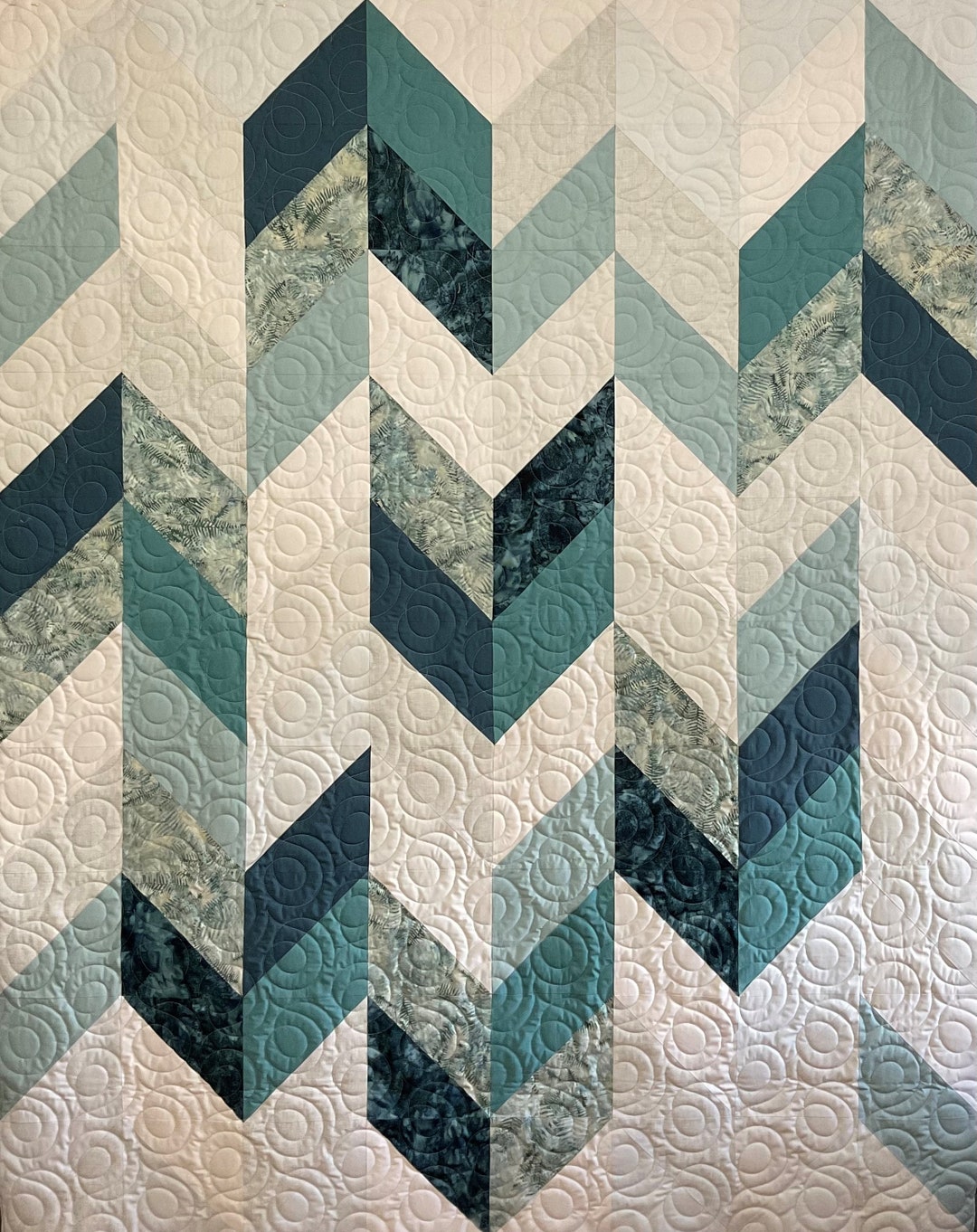 Mostly Teal Throw Quilt Pattern Modern Quilt Pattern Contemporary Quilt ...