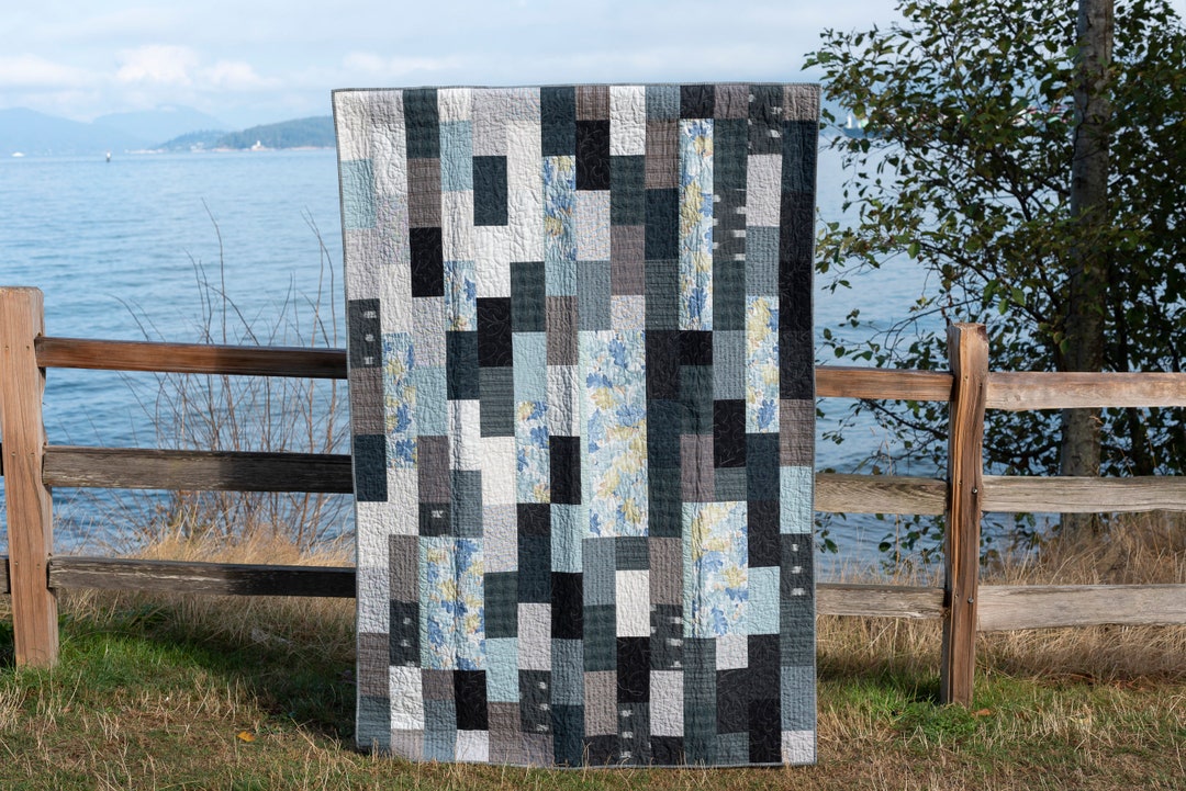 Shizuka 2022 Grey-blue Colourway Quilt Pattern, Contemporary Quilt ...