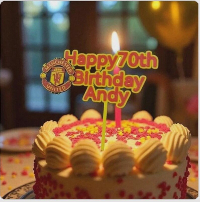 Personalised Man Utd Football Theme Acrylic Cake Topper - Etsy