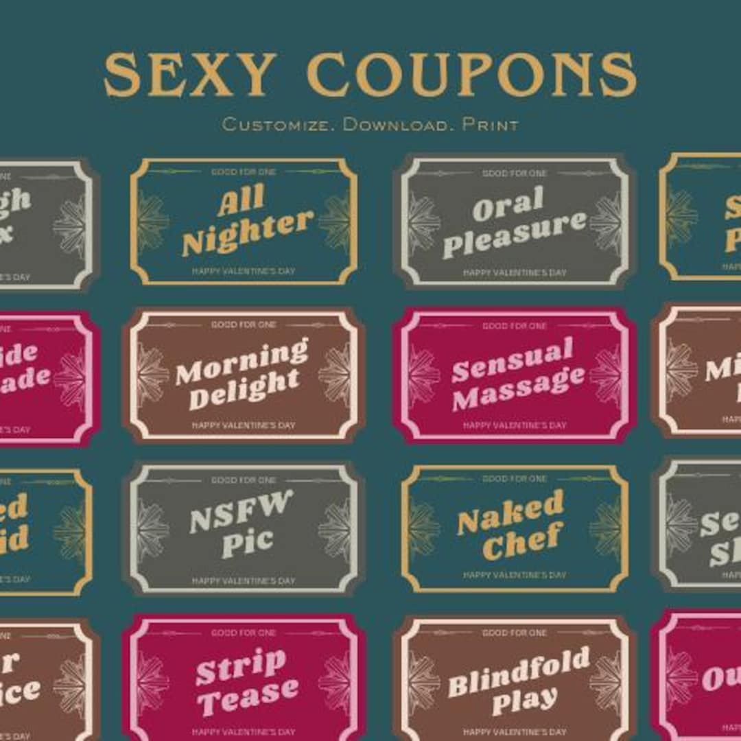 Editable Sexy Coupons | Printable Gift for Couples, Him or Her | Art Deco Canva Template | DIY ...