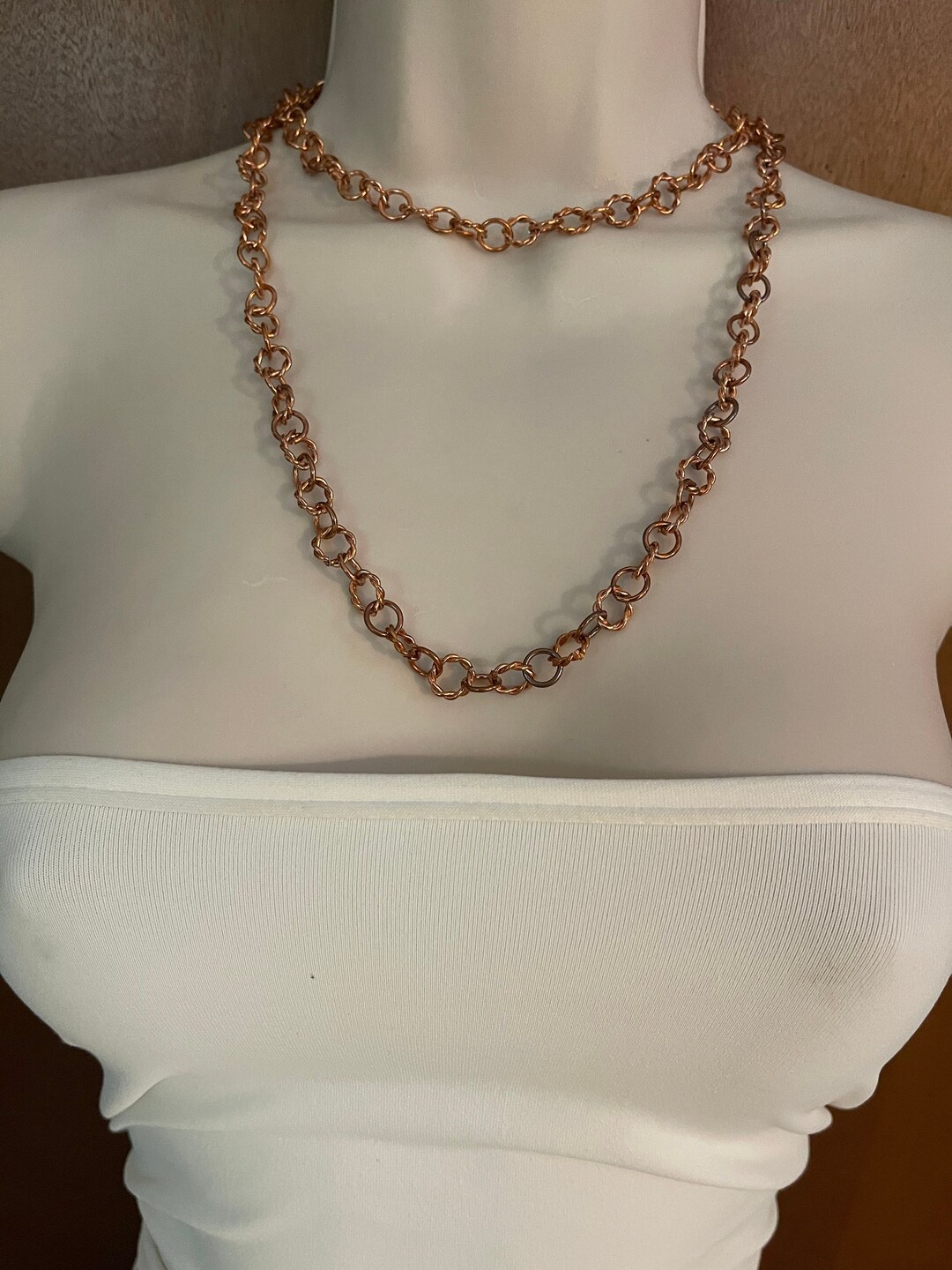 Copper Chain Handmade Adjustable With Alternating Twisted and Solid ...