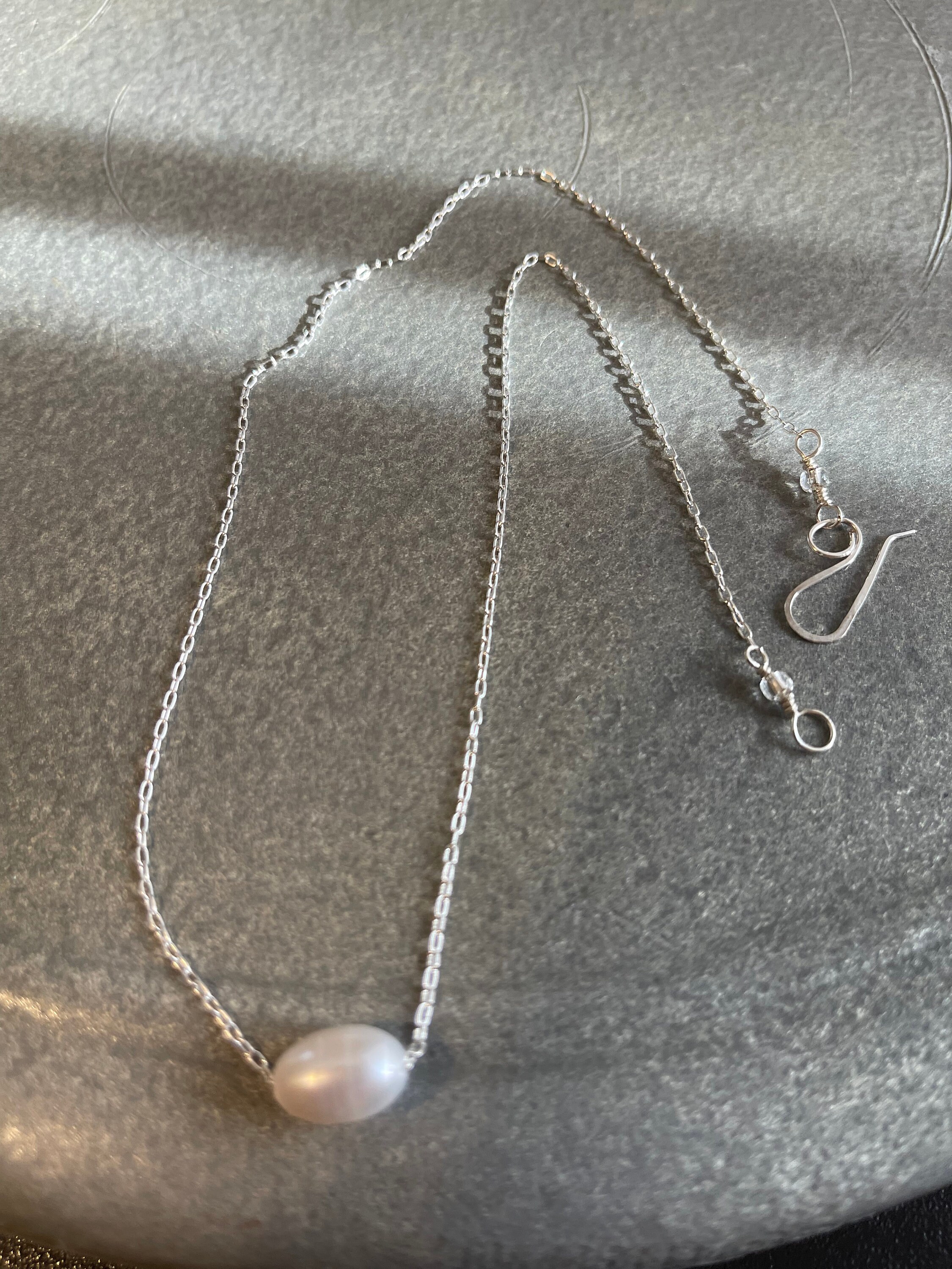 Floating Pearl Necklace on 14kt Gold Filled Chain or Sterling - Etsy