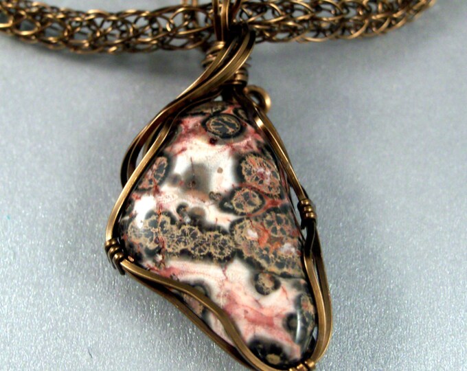 Crazy Lace Agate Pendant on Viking Knit Chain - Etsy