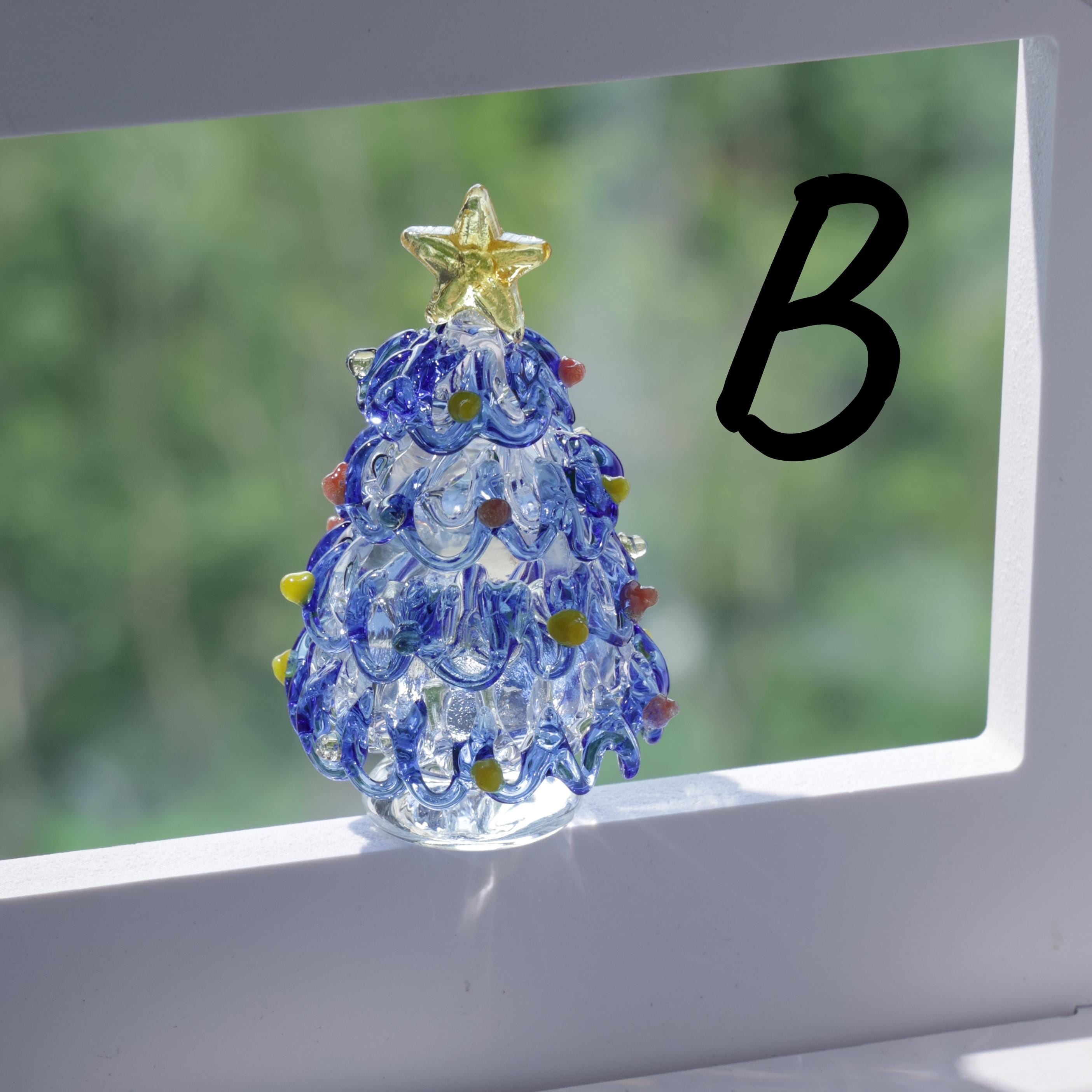 Handmade Christmas Glass Sculptures, Glass Christmas Tree Figurines ...