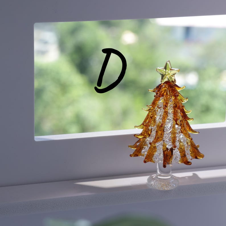 Handmade Christmas Glass Sculptures, Glass Christmas Tree Figurines ...
