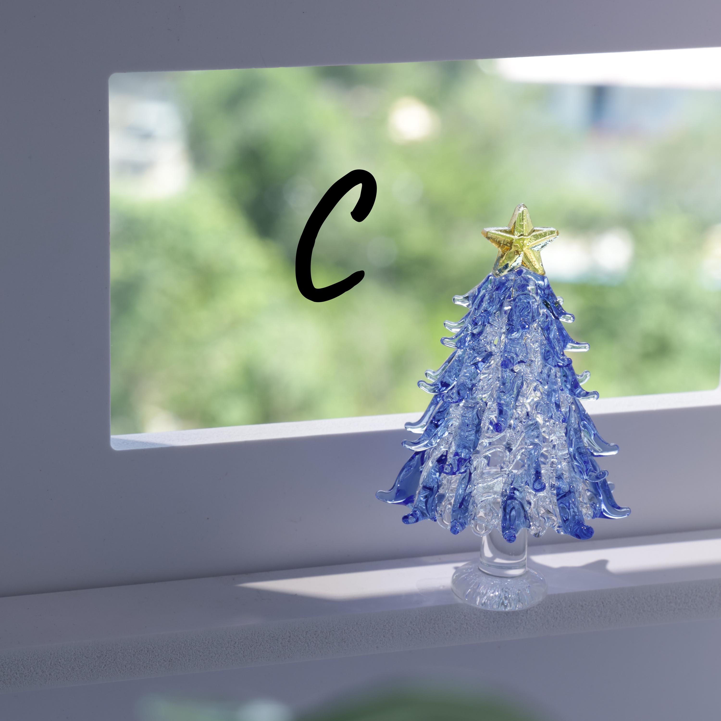Handmade Christmas Glass Sculptures, Glass Christmas Tree Figurines ...