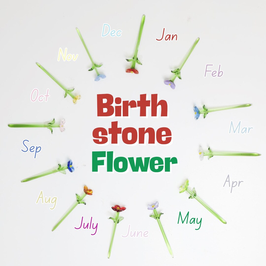 Glass Birth Stone Flower, Birth Flower Gift, Hand Blown Spring Flower ...