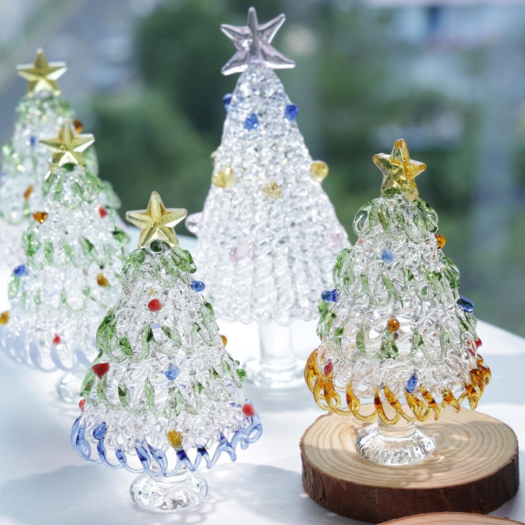Handmade Christmas Tree Glass Sculptures, Glass Christmas Tree ...