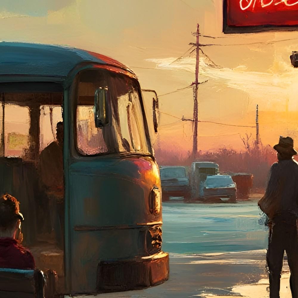 Edward Hopper Print, Greyhound Bus Station at Sunset | Realism Art ...