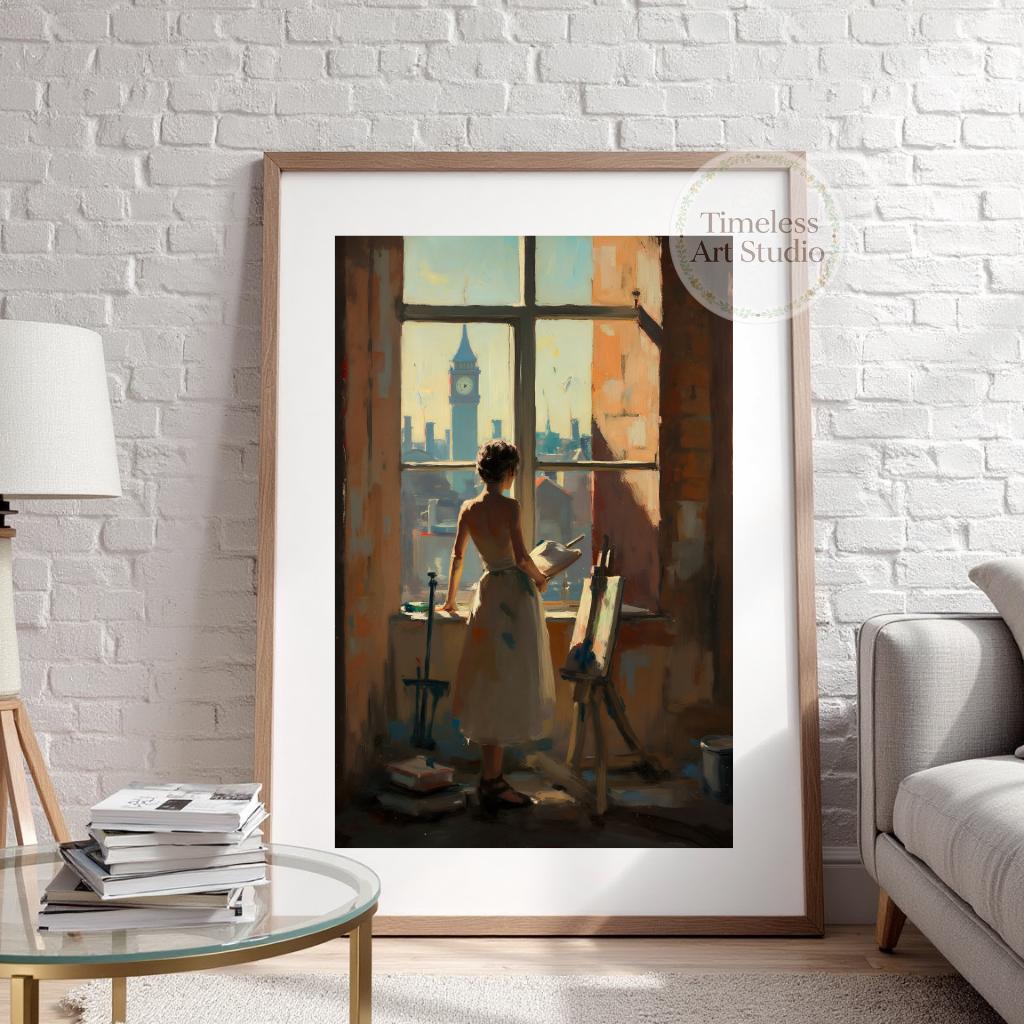 Edward Hopper Print | 1950s London Rooftop Studio | Solitary Woman by ...