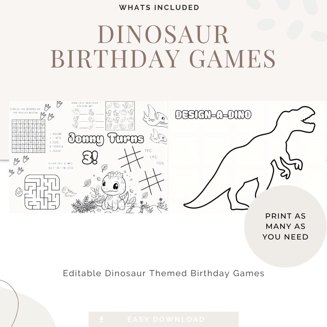 Editable Dinosaur-themed Printable Games | Fun Pen & Paper Activities ...