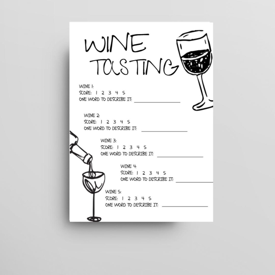 Wine Tasting Sheet | Printable & Fillable PDF | Wine Party Scorecard ...
