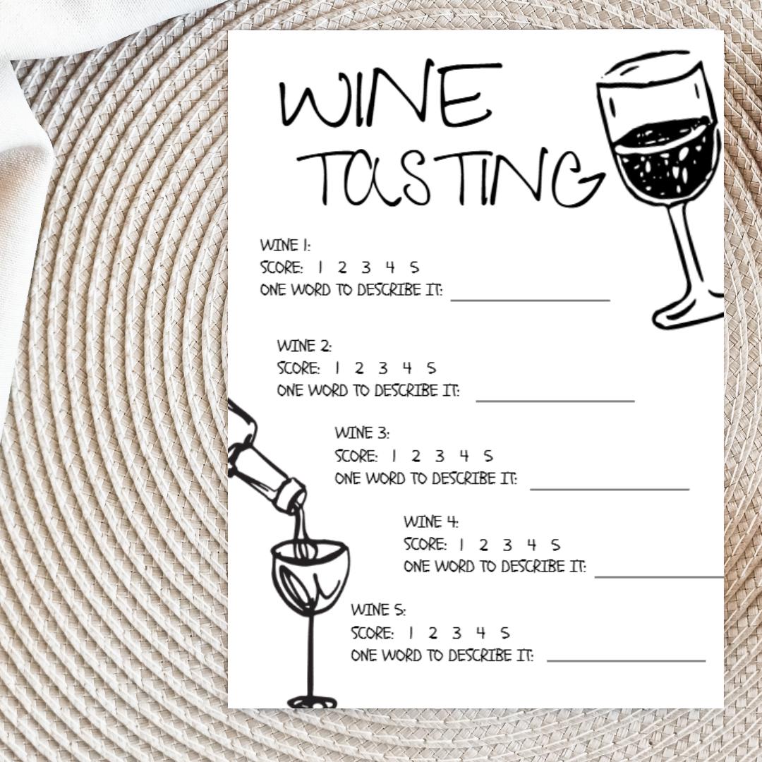 Wine Tasting Sheet | Printable & Fillable PDF | Wine Party Scorecard ...