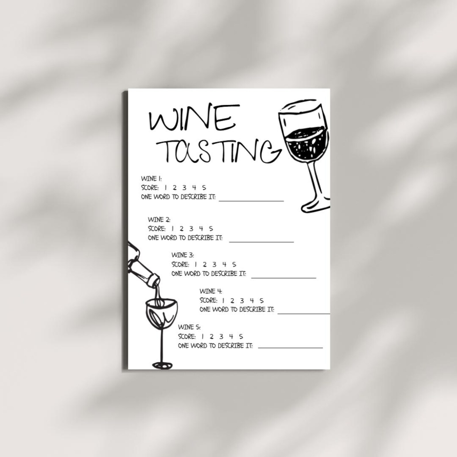 Wine Tasting Sheet | Printable & Fillable PDF | Wine Party Scorecard ...