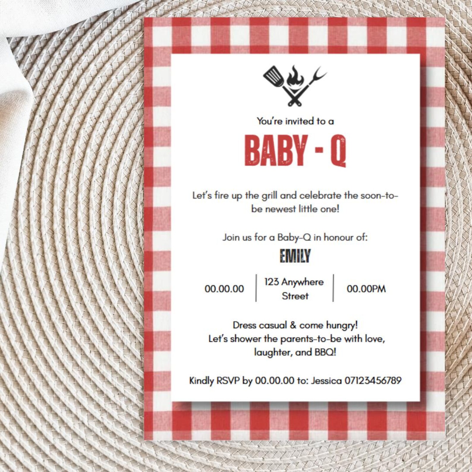 Baby-q Baby Shower Invitation – BBQ Theme – Editable Template | Diaper ...
