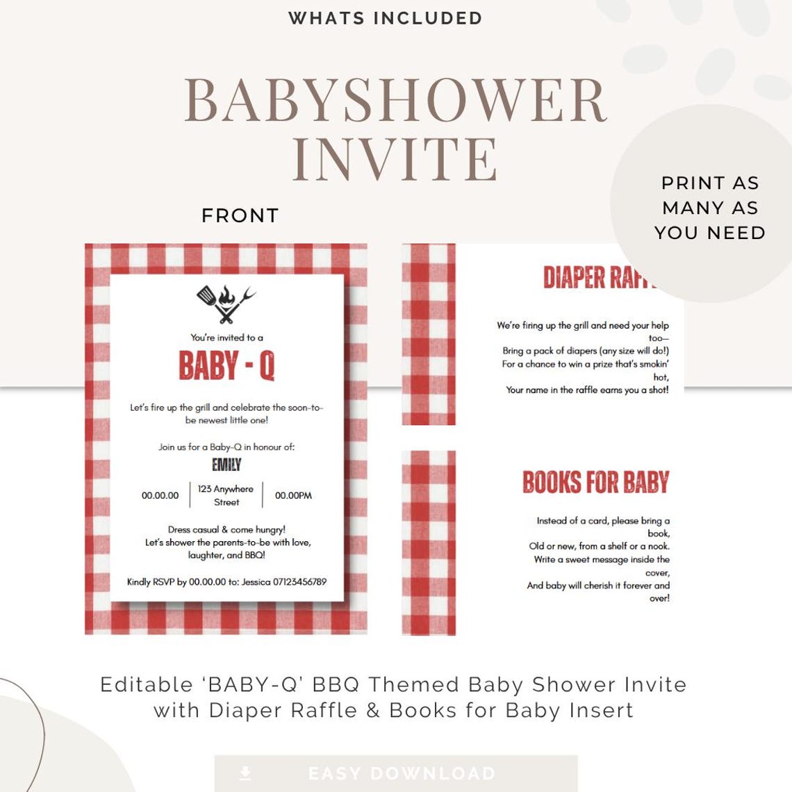 Baby-q Baby Shower Invitation – BBQ Theme – Editable Template | Diaper ...