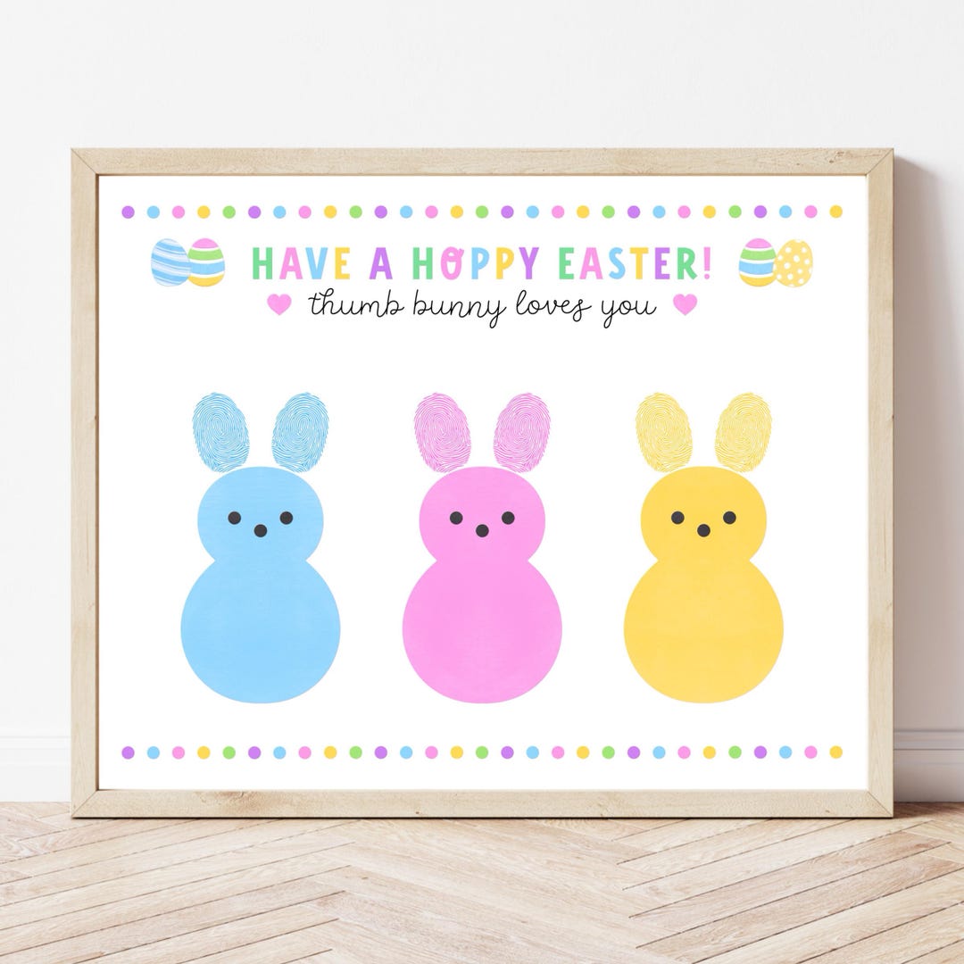Thumb Bunny Loves You Craft - Digital Download, Printable Easter Bunny ...