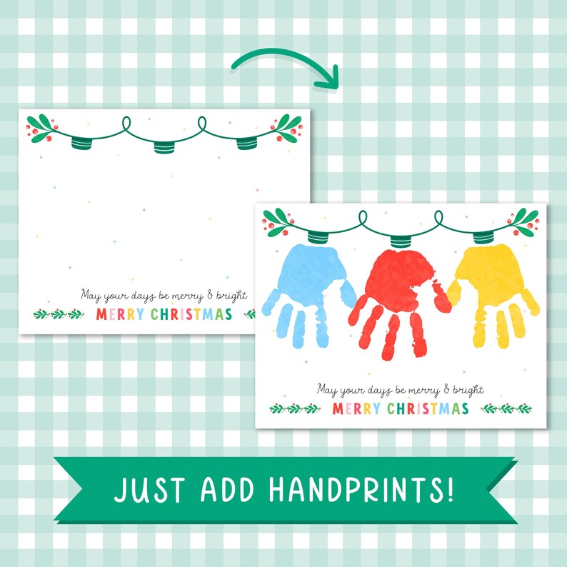 Christmas Lights Handprint Craft - Digital Download, Merry and Bright ...
