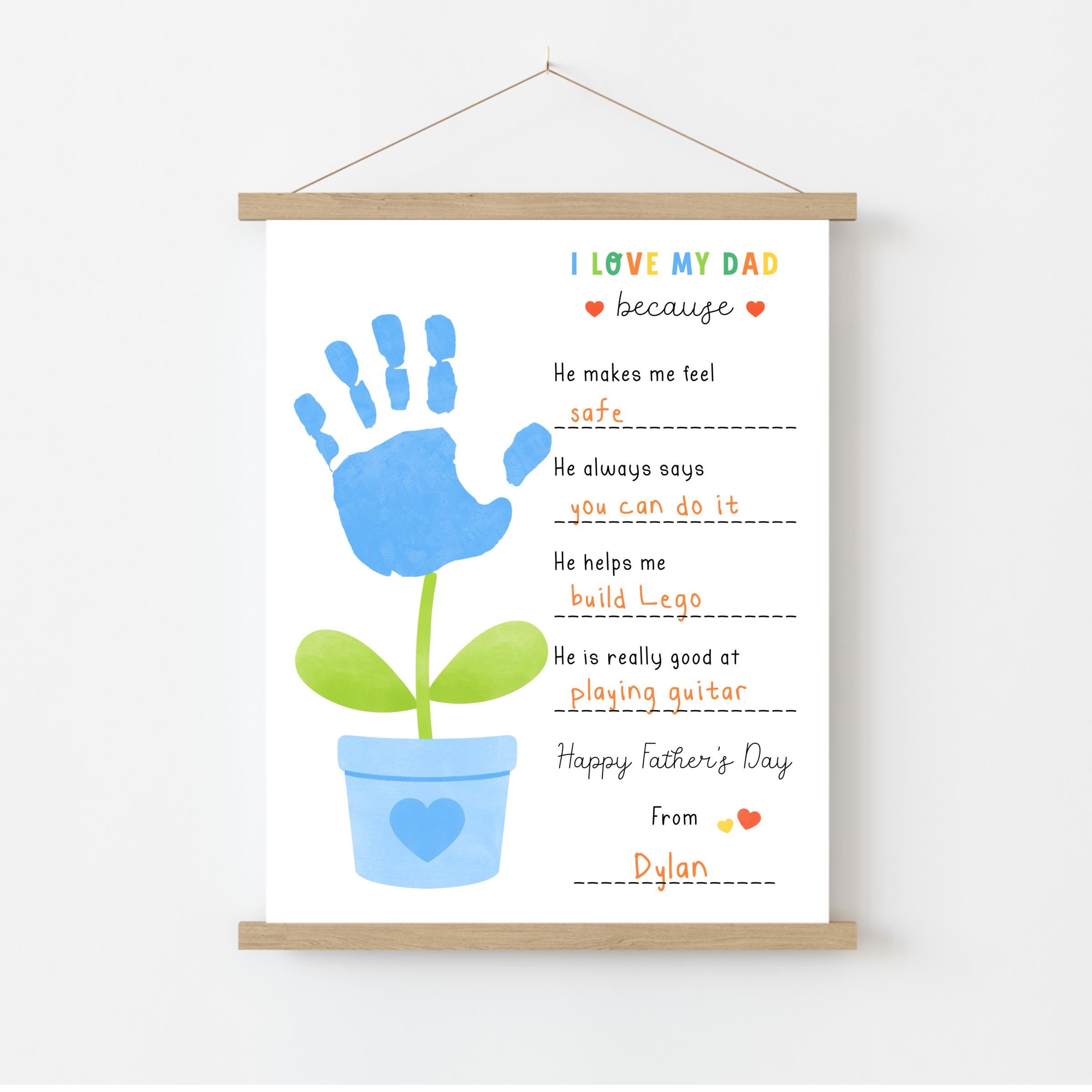 I Love My Dad Because Craft - Digital Download, Father’s Day Handprint ...