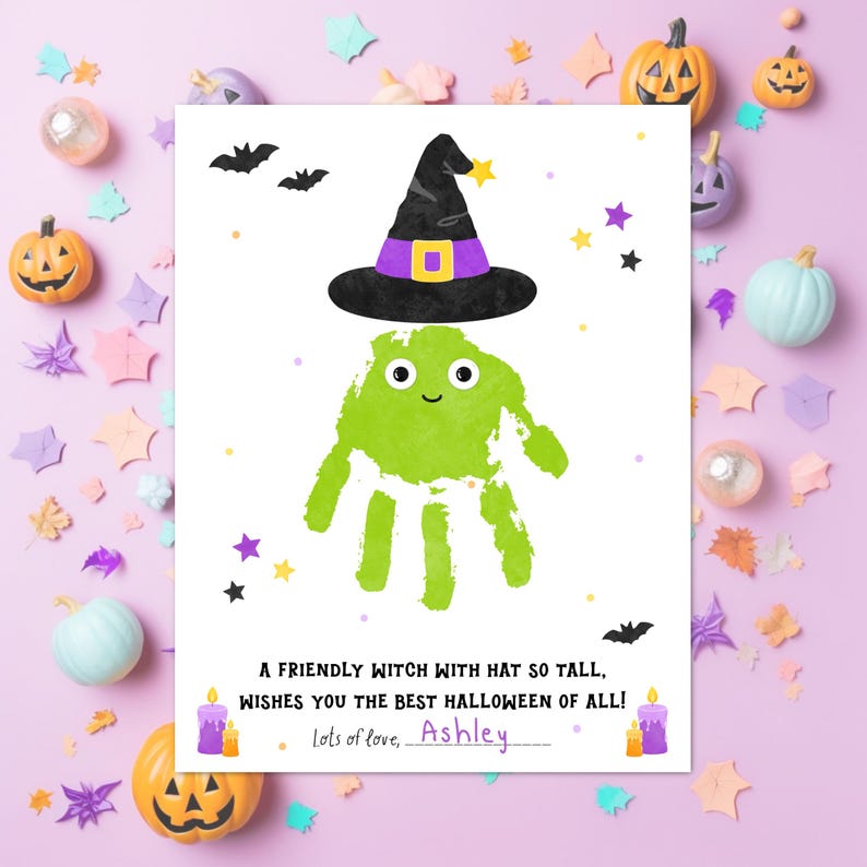 Witch Hat Handprint Craft - Digital Download, Halloween Handprint ...
