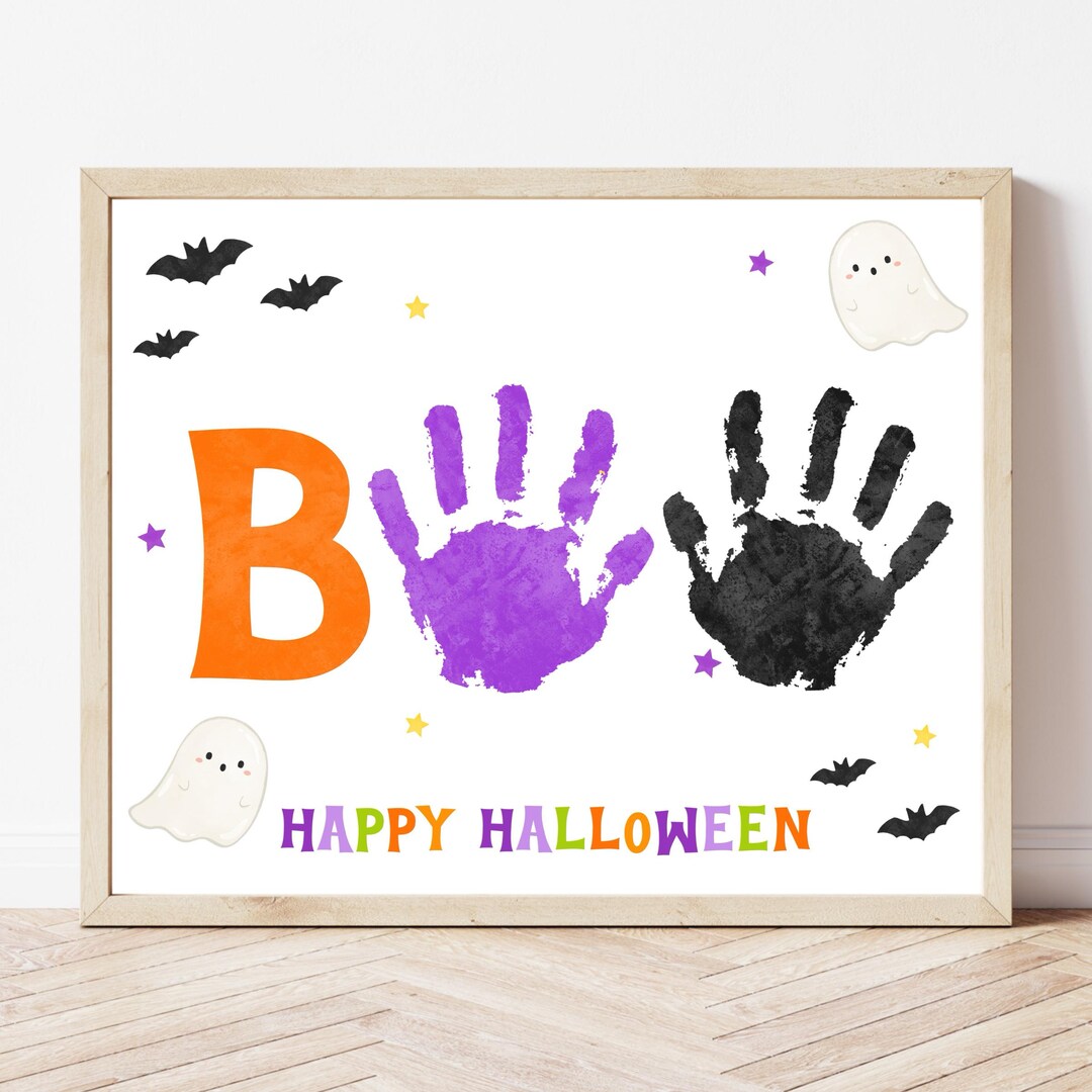 Boo Handprint Craft - Digital Download, Printable Halloween Handprint ...