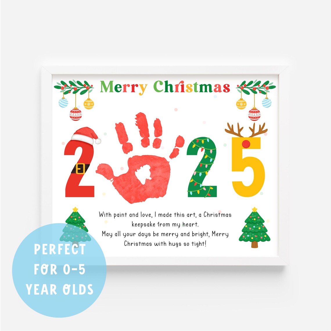 Merry Christmas Handprint Craft - Digital Download, Christmas Handprint ...