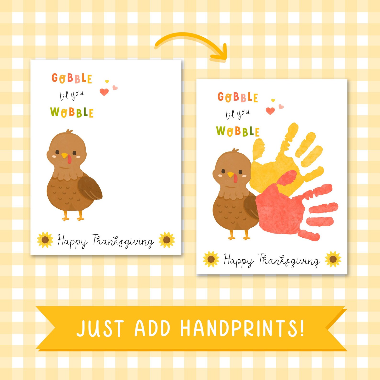 Gobble Til You Wobble Handprint Craft - Digital Download, Thanksgiving ...