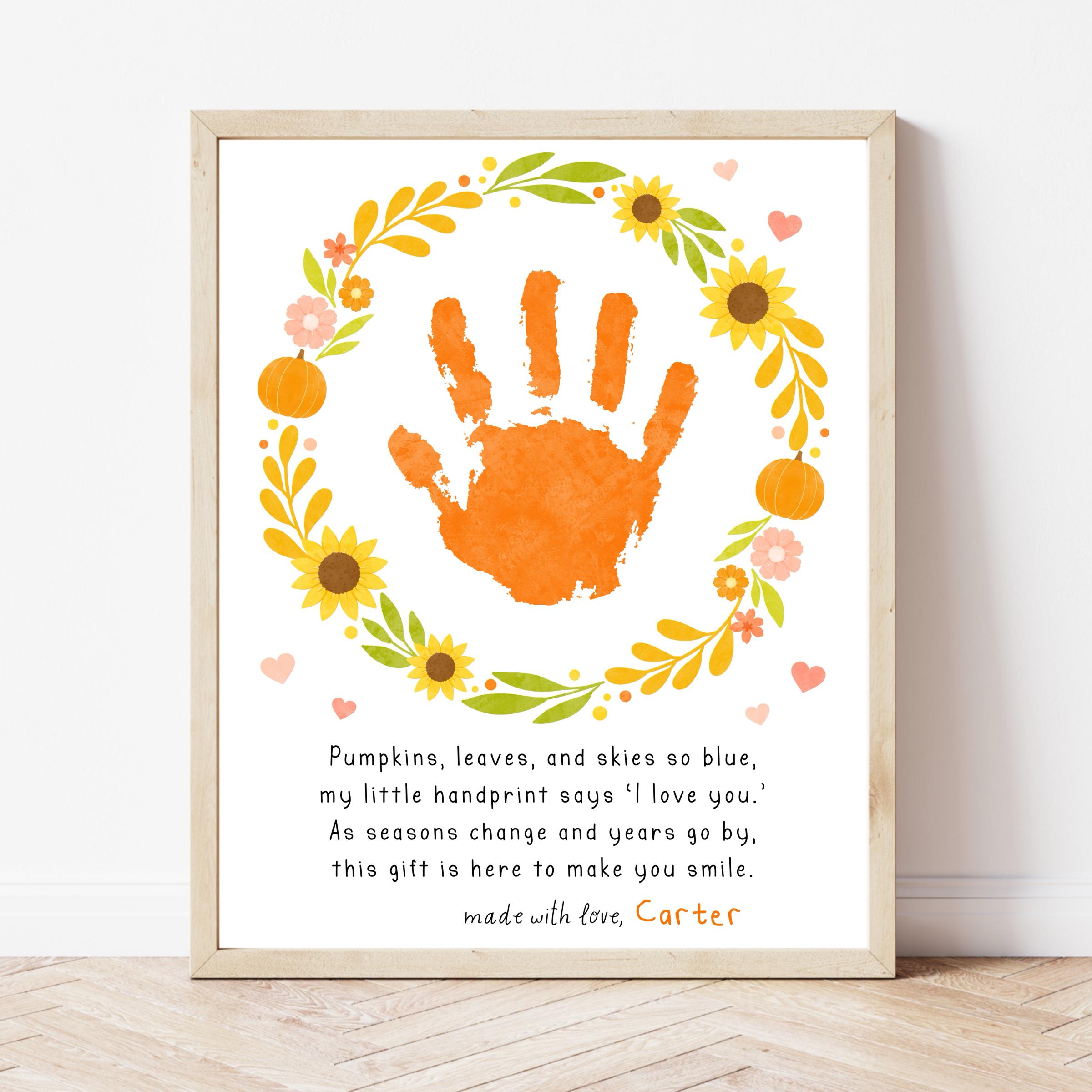 Fall Wreath Handprint Craft - Digital Download, Autumn Wreath Handprint ...