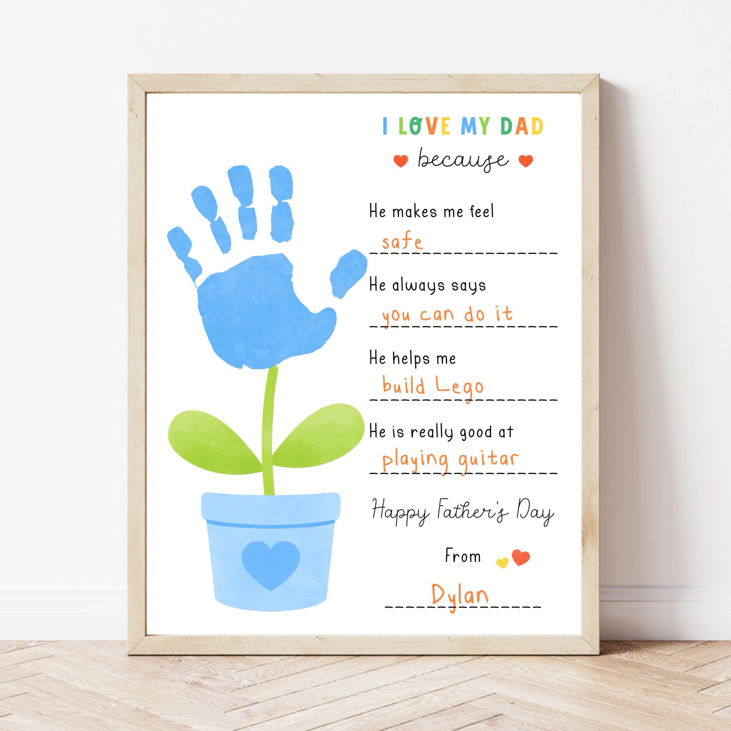 I Love My Dad Because Craft - Digital Download, Father’s Day Handprint ...