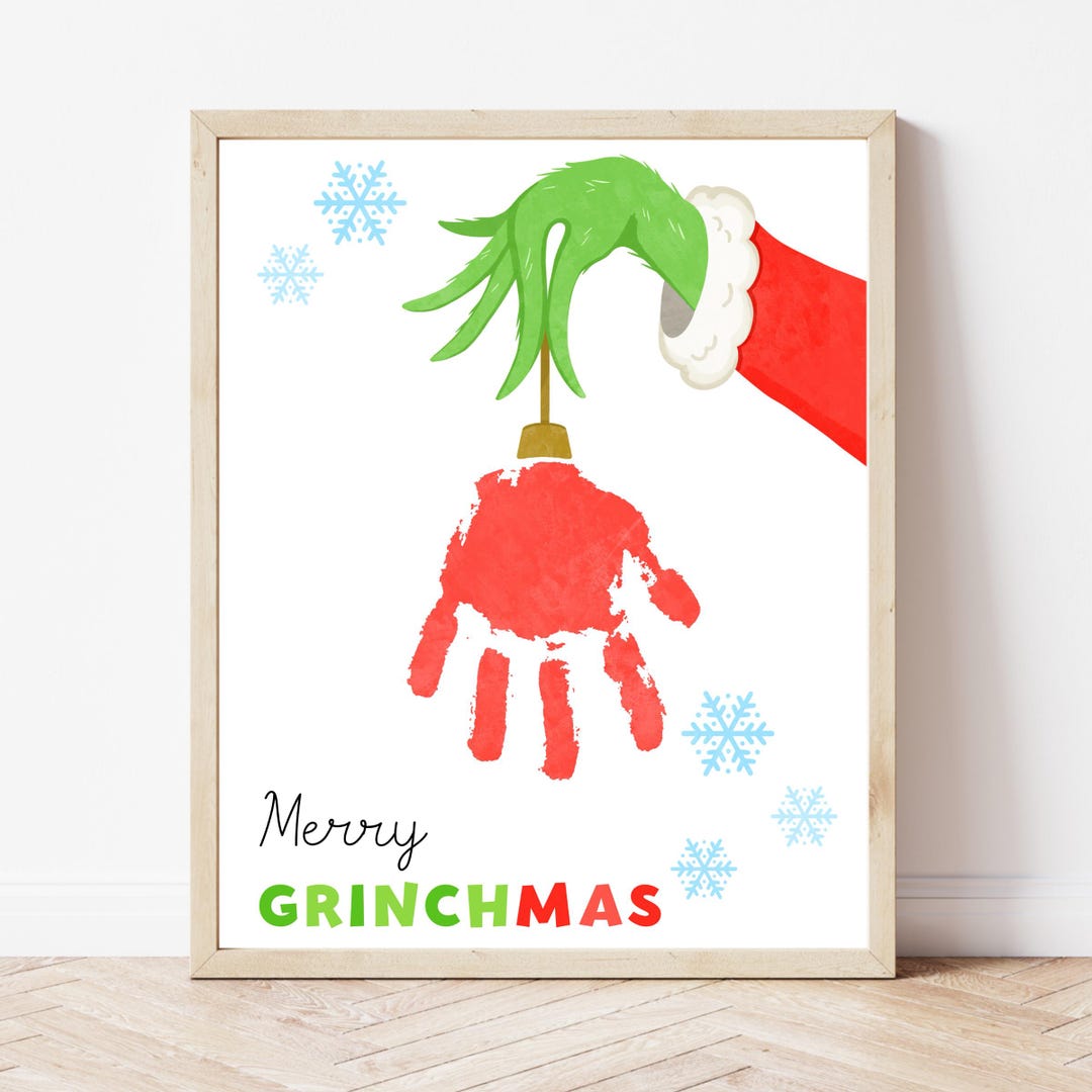 Merry Grinchmas Handprint Craft - Digital Download, Christmas Grinch ...