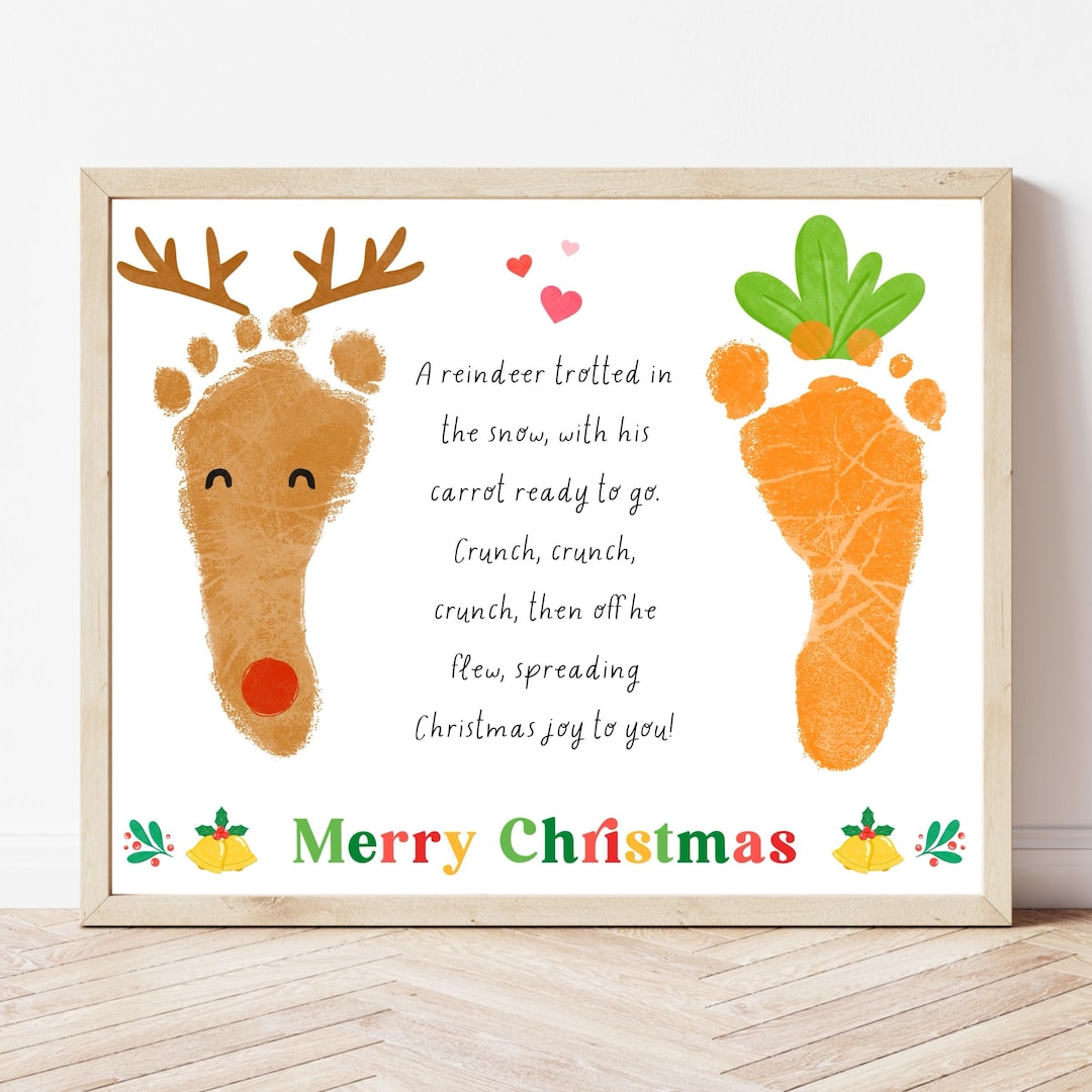 Reindeer and Carrot Footprint Craft - Digital Download, Christmas ...