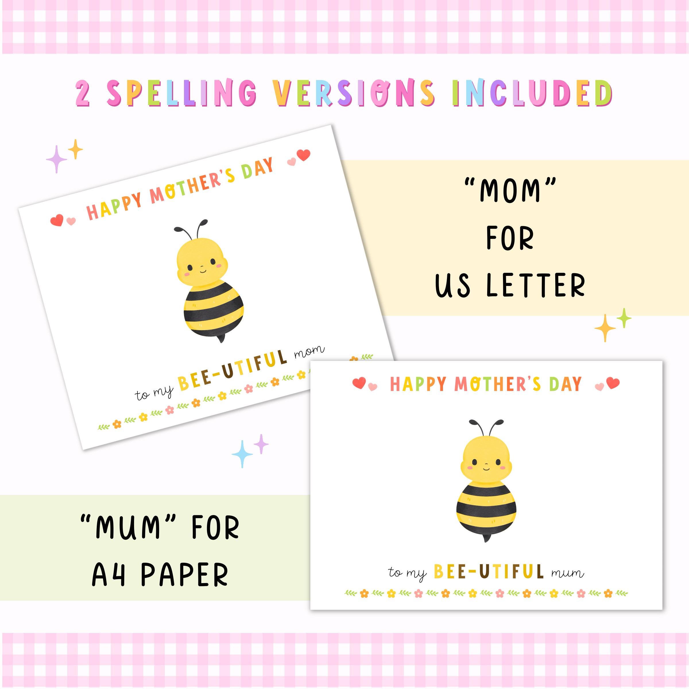 Bee Mother’s Day Handprint Craft - Digital Download, Printable Mother’s ...