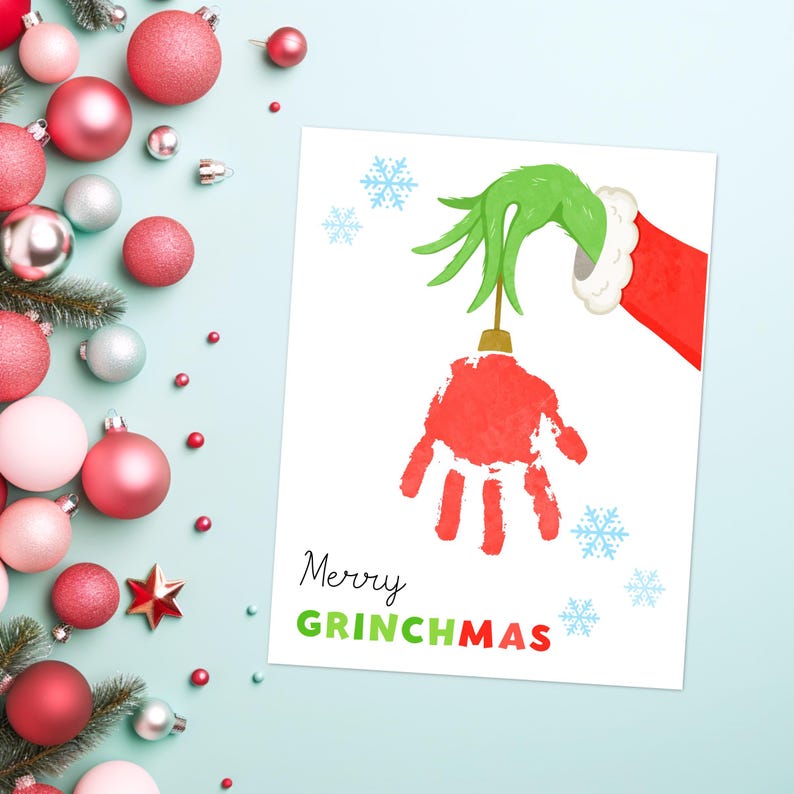 Merry Grinchmas Handprint Craft - Digital Download, Christmas Grinch ...