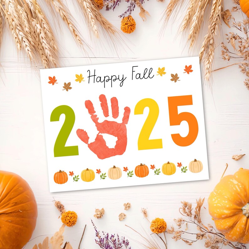 Happy Fall Handprint Craft - Digital Download, Printable Fall Handprint ...