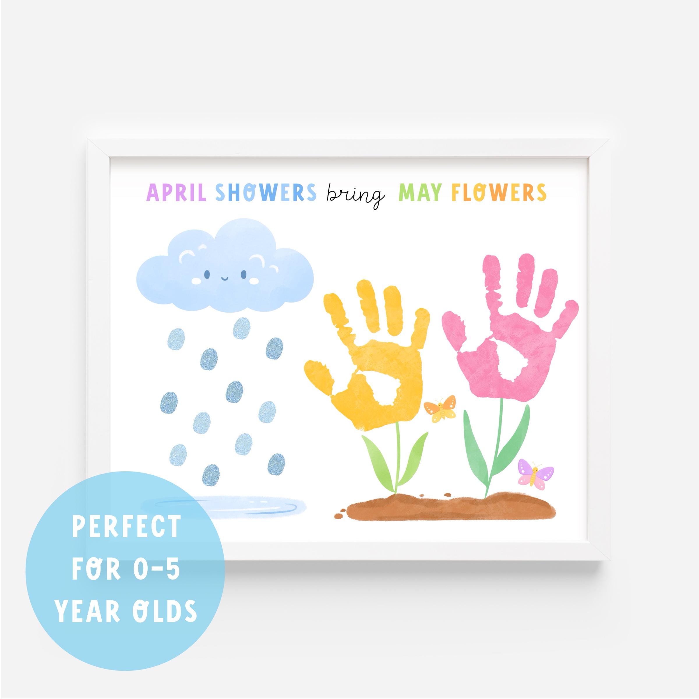 April Showers Bring May Flowers Handprint Craft - Digital Download ...