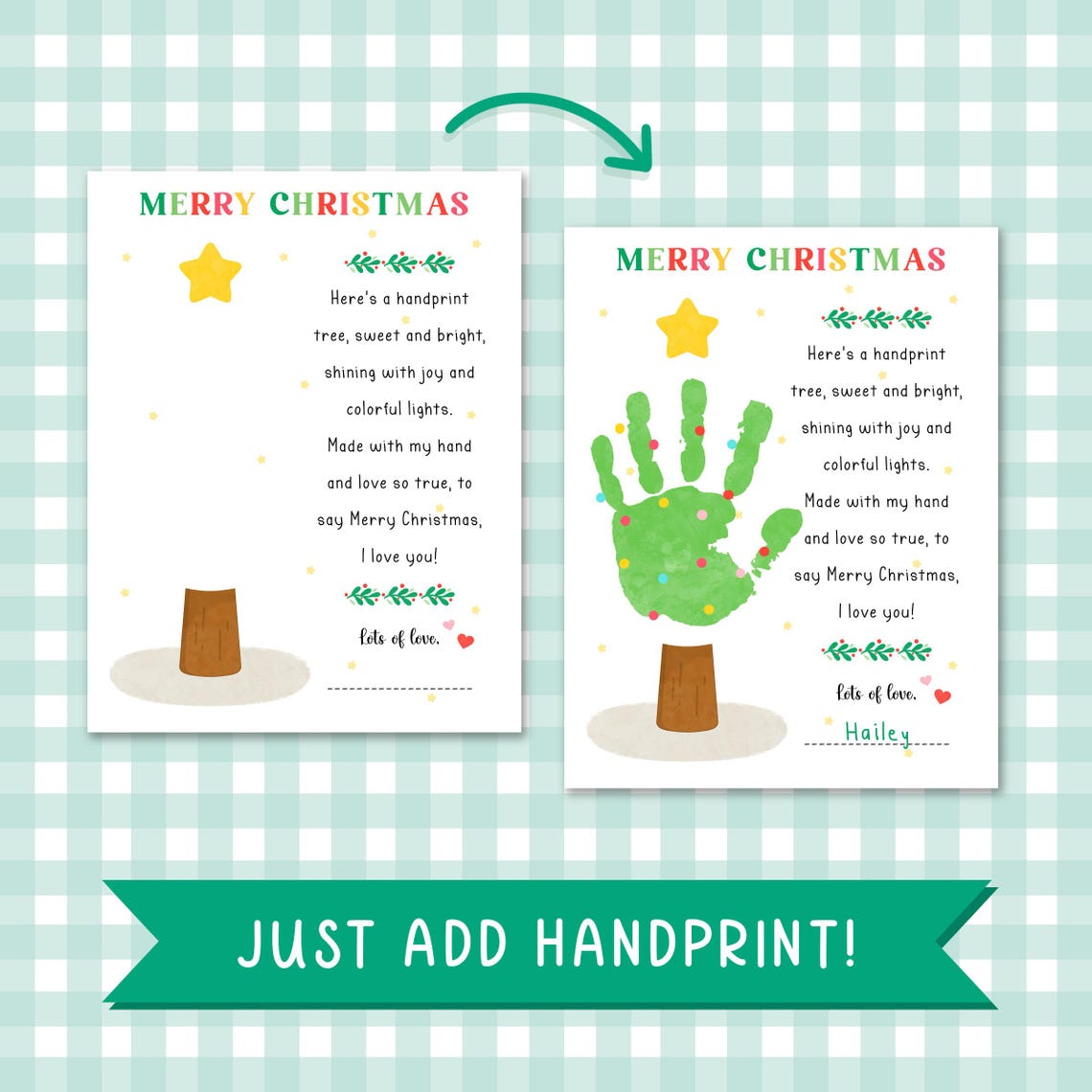 Christmas Tree Handprint Craft - Digital Download, Christmas Tree With ...