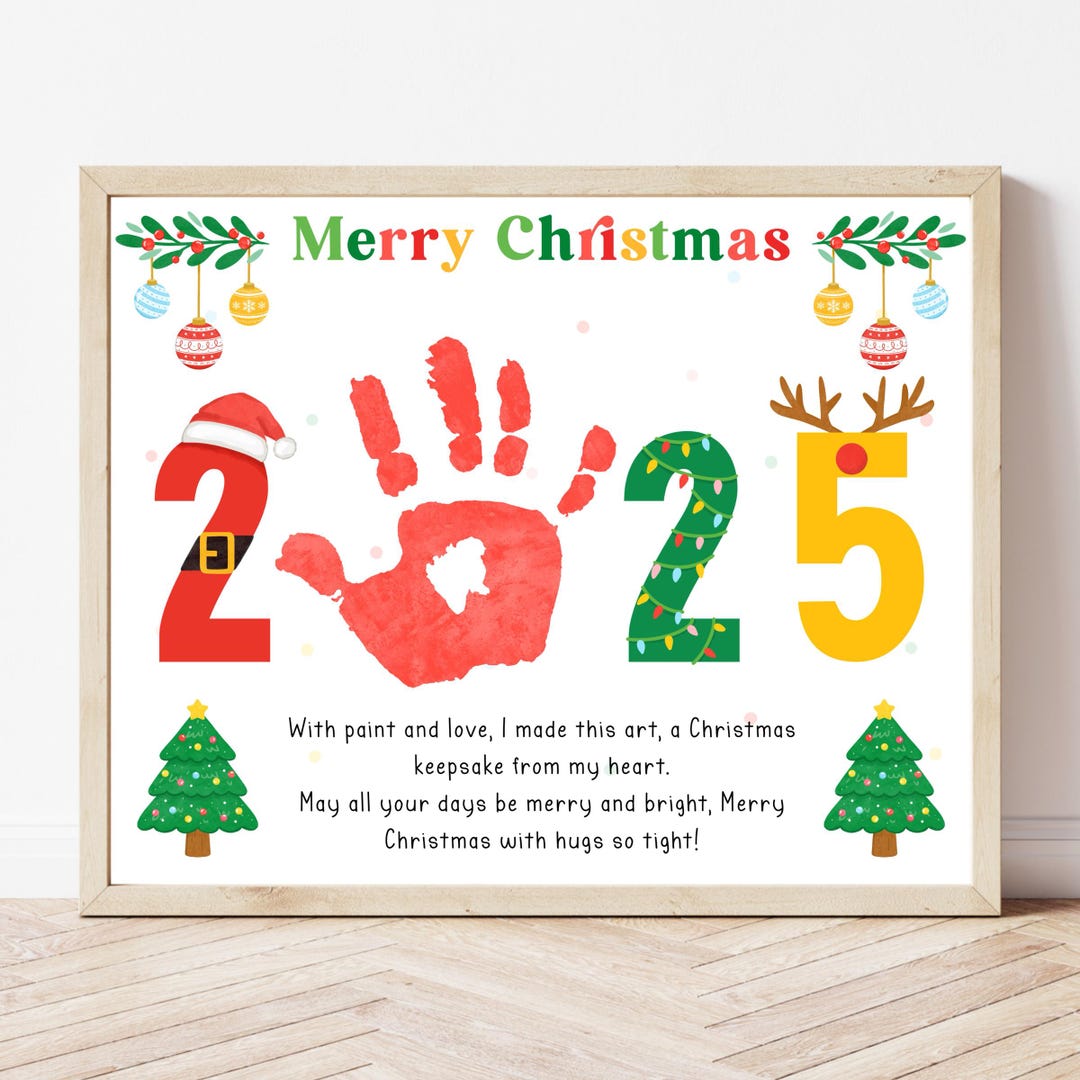 Merry Christmas Handprint Craft - Digital Download, Christmas Handprint ...