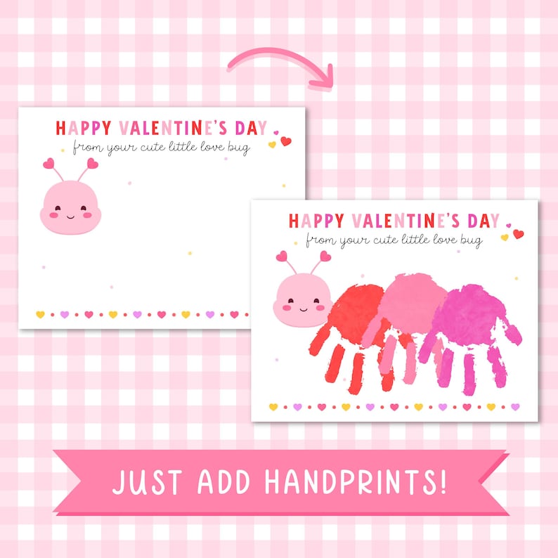 Valentine Love Bug Handprint Craft - Digital Download, Love Bug ...