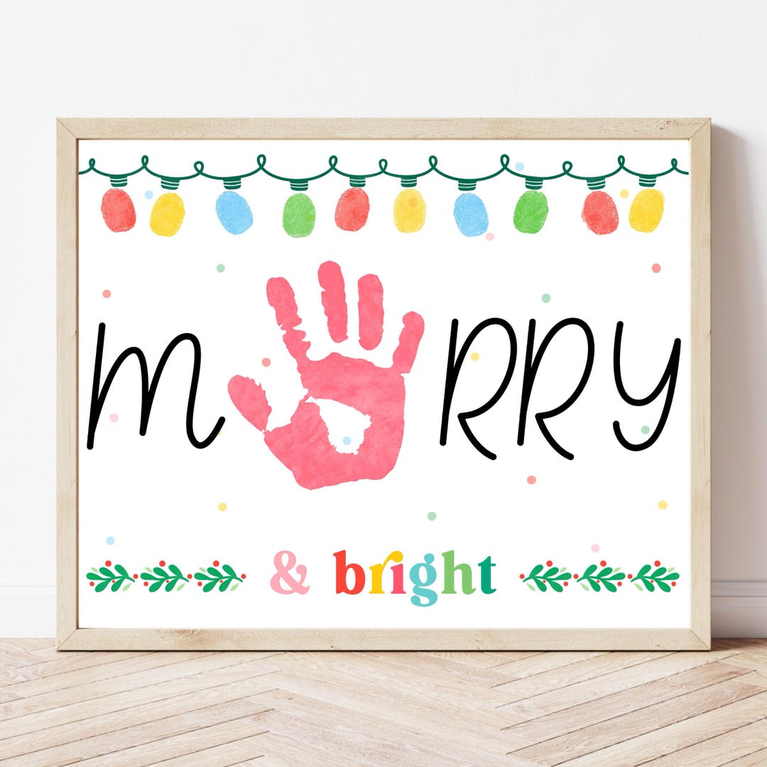 Merry and Bright Christmas Handprint Craft - Digital Download ...