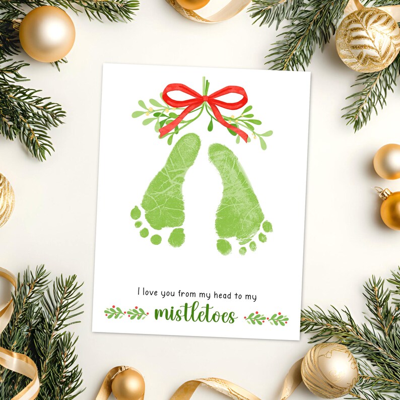 Mistletoe Footprint Craft - Digital Download, Christmas Mistletoe ...