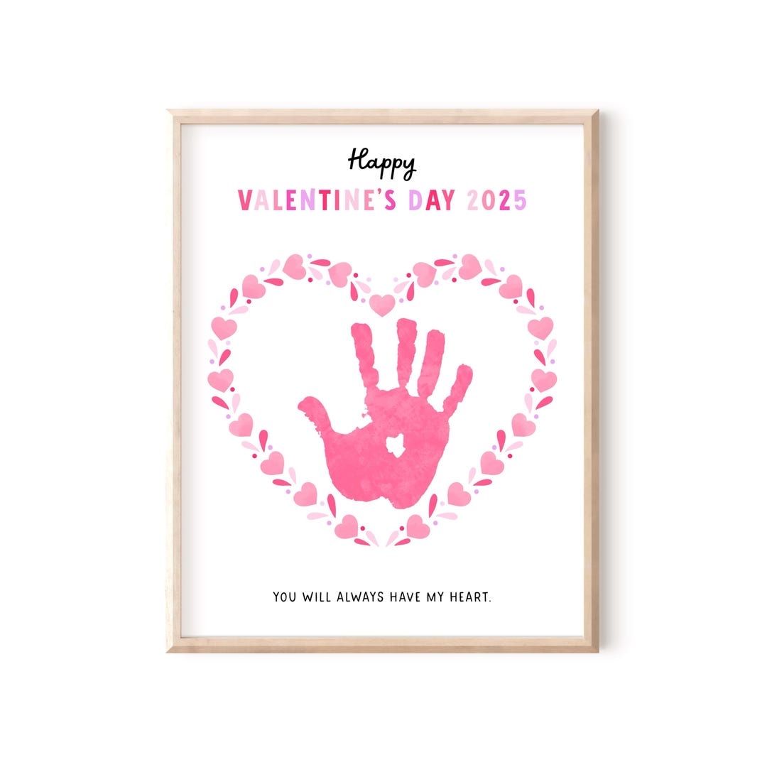 Heart Valentine’s Day Handprint Craft - Digital Download - DIY ...