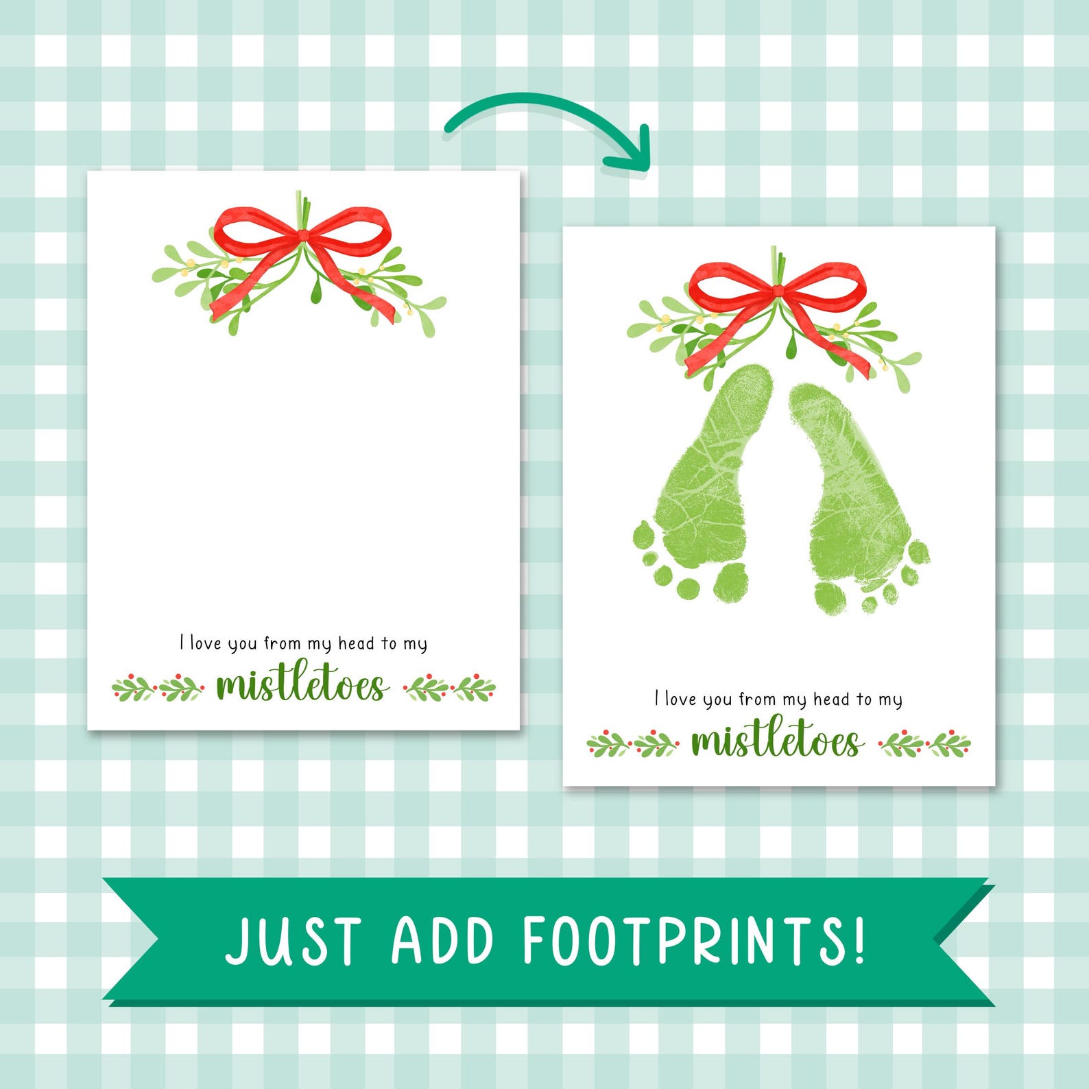 Mistletoe Footprint Craft - Digital Download, Christmas Mistletoe ...