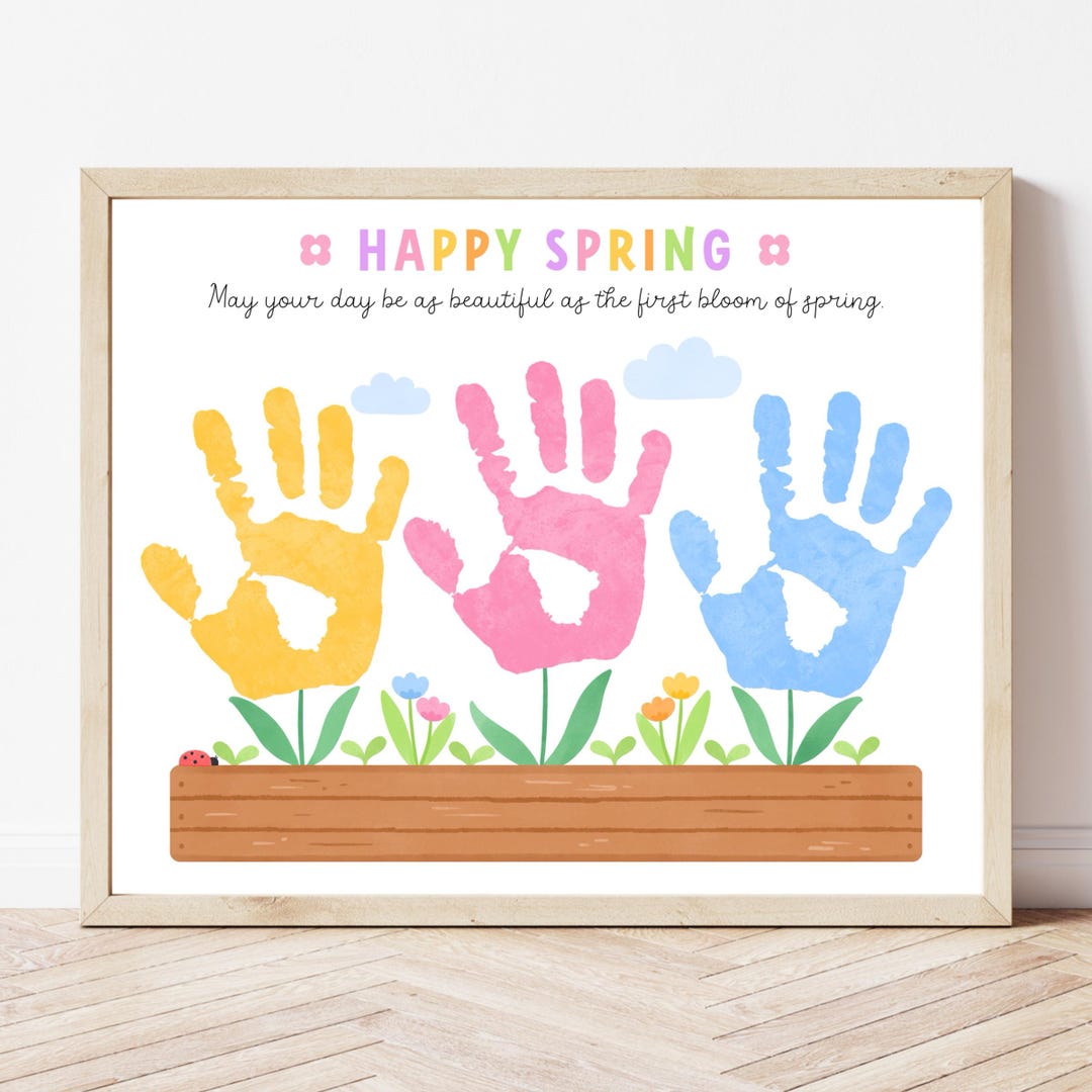 Happy Spring Handprint Craft - Digital Download, Spring Handprint Art ...
