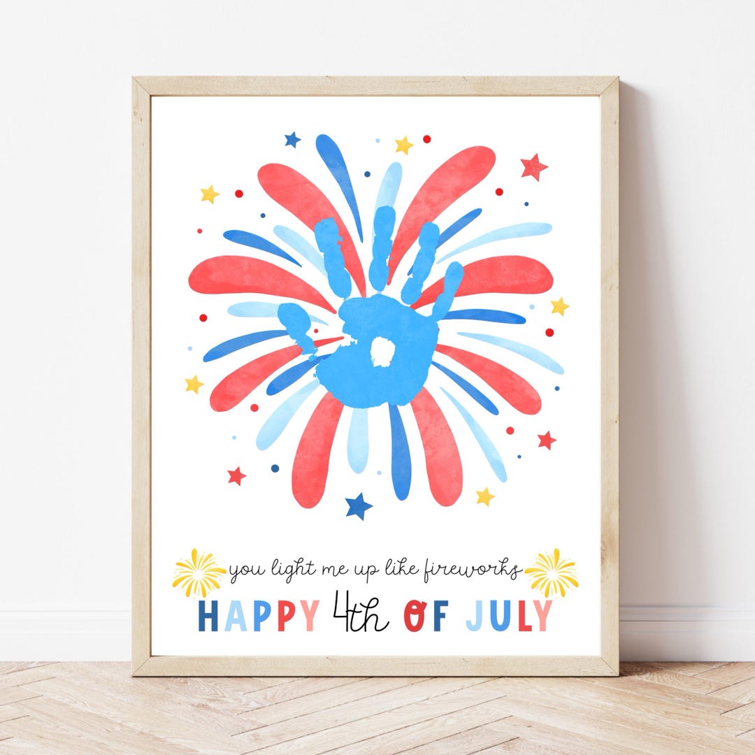 Fireworks Handprint Craft - Digital Download, 4th of July Fireworks ...