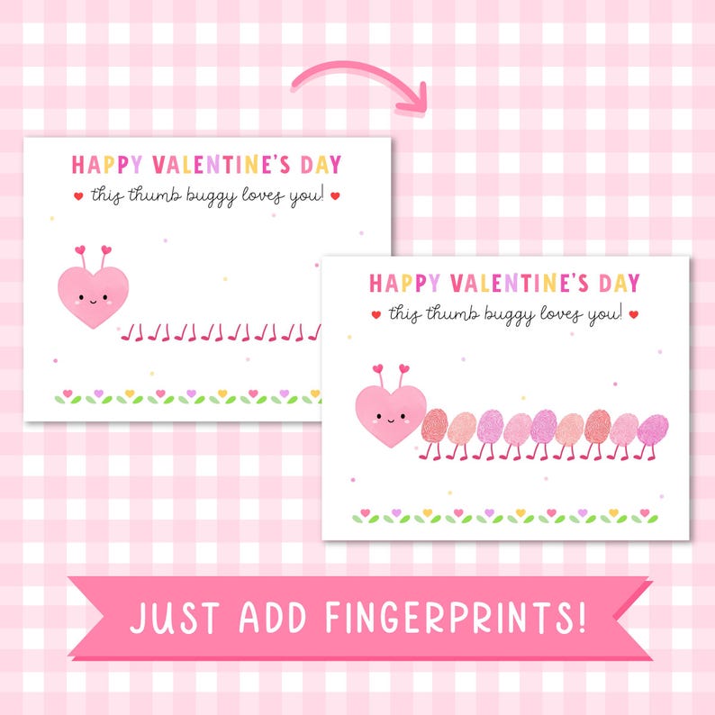 Thumb Buggy Fingerprint Craft - Digital Download, Valentine Fingerprint ...