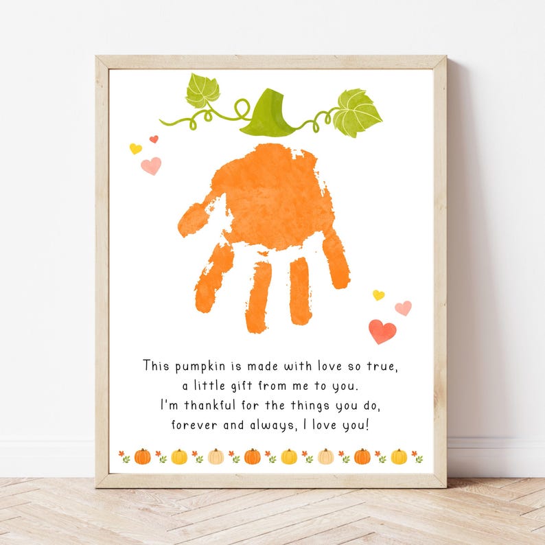 Pumpkin Handprint Craft - Digital Download, Fall Pumpkin Handprint ...
