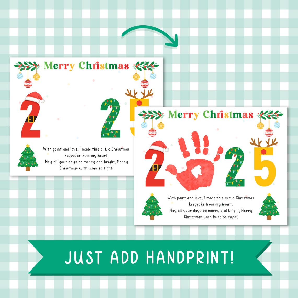 Merry Christmas Handprint Craft - Digital Download, Christmas Handprint ...