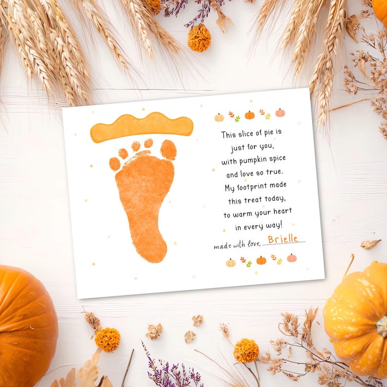 Pumpkin Pie Footprint Craft - Digital Download, Fall Pumpkin Pie ...