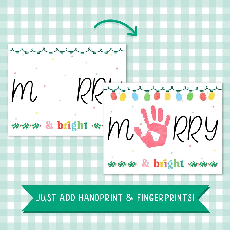 Merry and Bright Christmas Handprint Craft - Digital Download ...