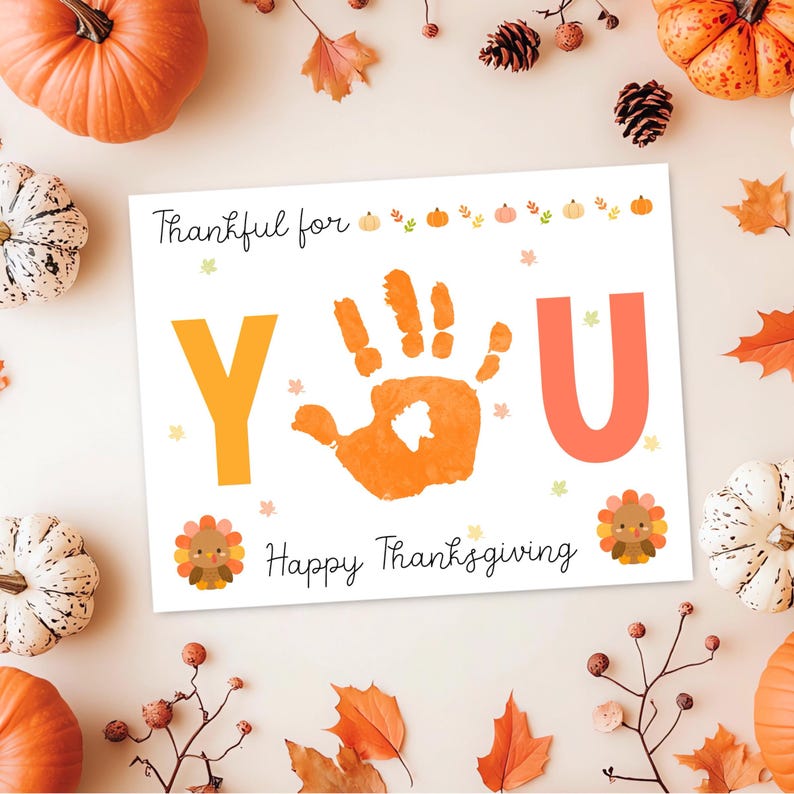 Thankful for You Handprint Craft - Digital Download, Thanksgiving ...